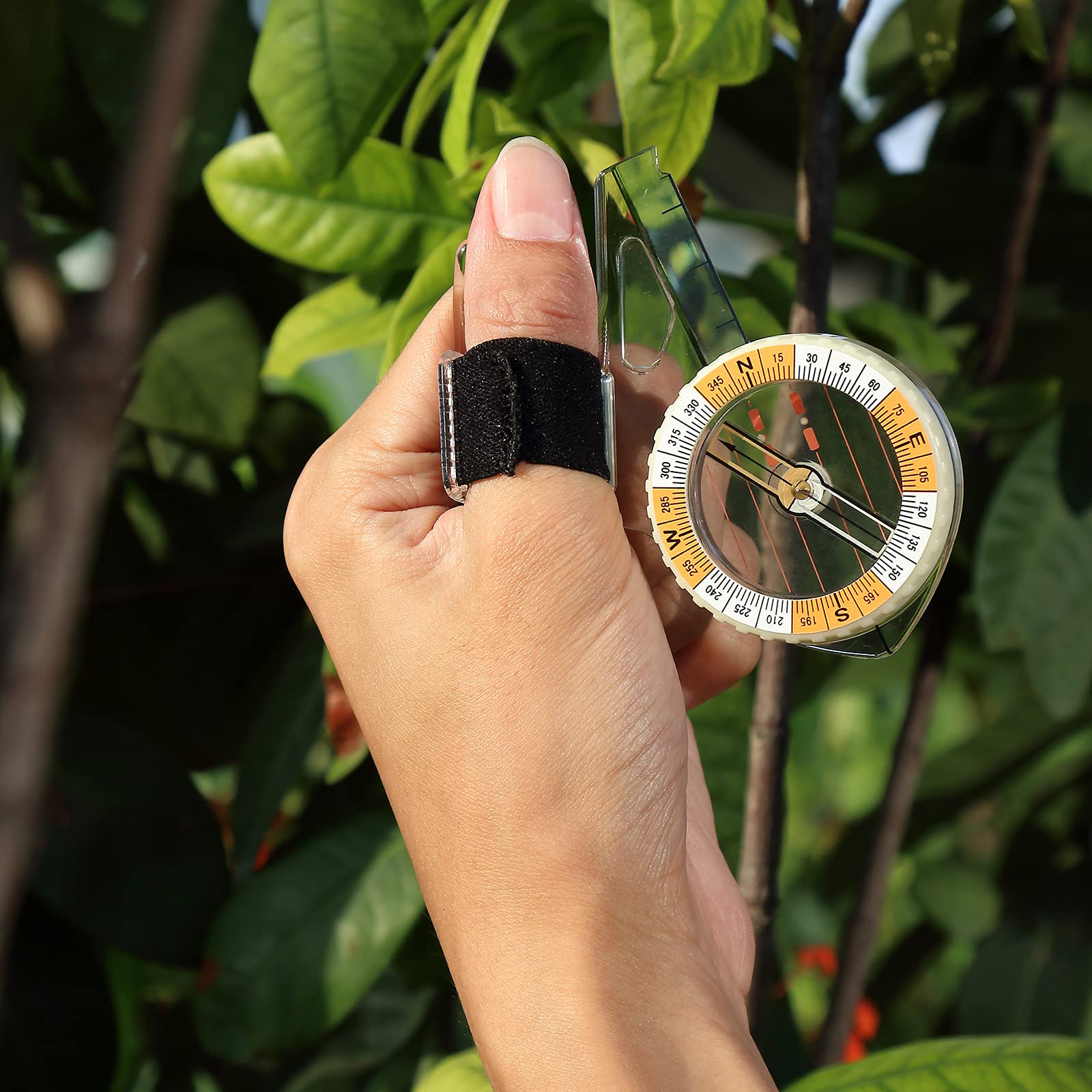 Bassizo Orienteering Thumb Compass Basic Aim Elite Training Competition Race Compass for Outdoors Sports Foot Cross-Country Directional Movement Match Tournament Contest Athletics Student Kid