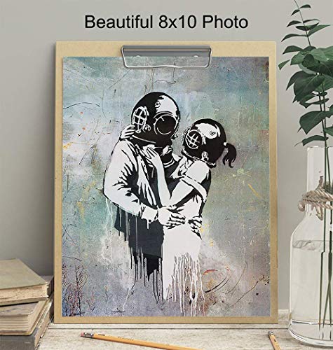 Banksy Diver Lovers Graffiti Picture - 8x10 Photo - Chic Decor for Beach House, Lake Home, Dorm - Cool Street Art Gift - Unframed Poster Print