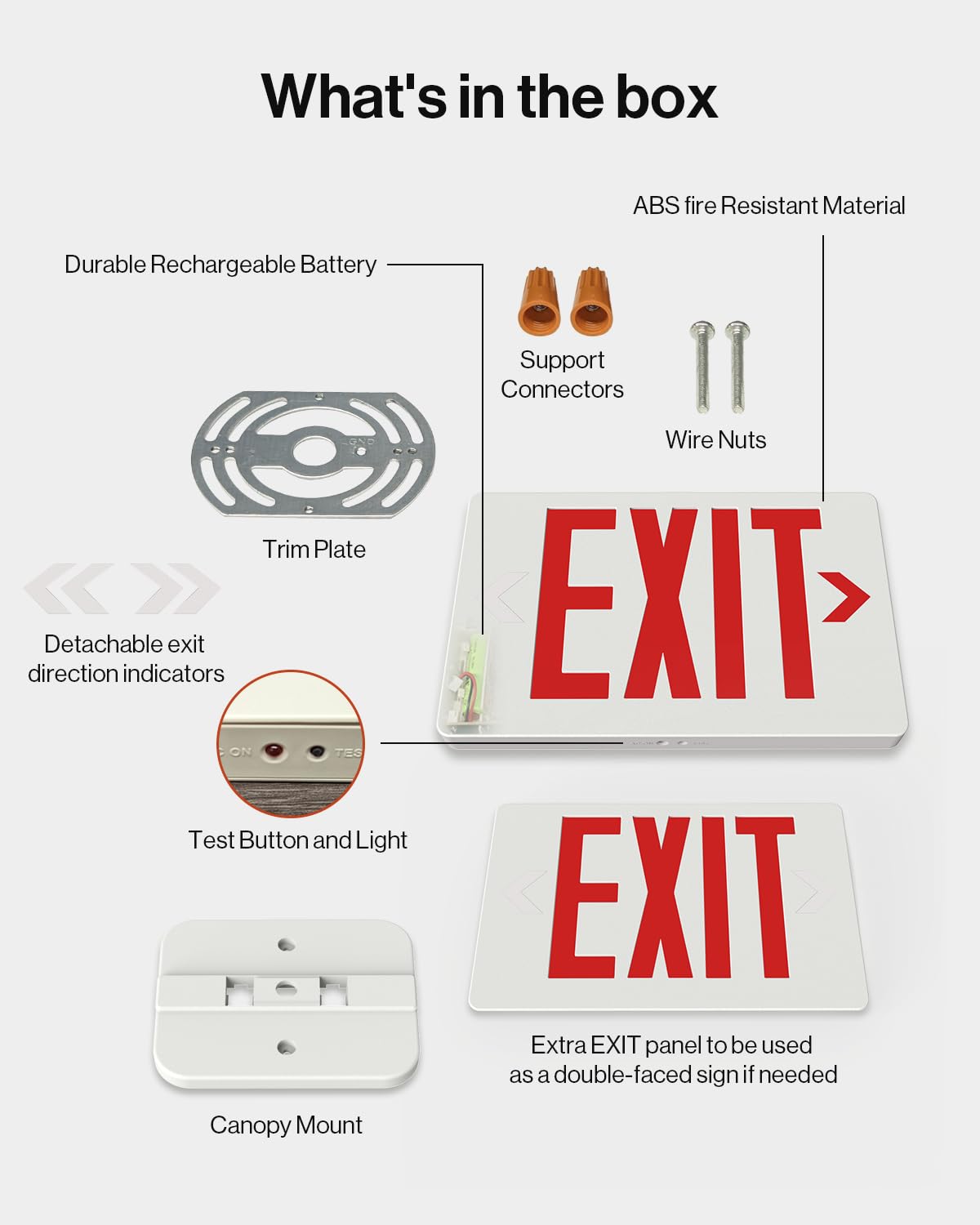 Sunco 12 Pack LED Exit Sign with Emergency Light, Commercial Grade Double Sided Fire Exit Lights, Backup Battery, Illuminated Emergency Exit, 120-277V, Dual Mounting, UL 94V-0 Fire Resistant
