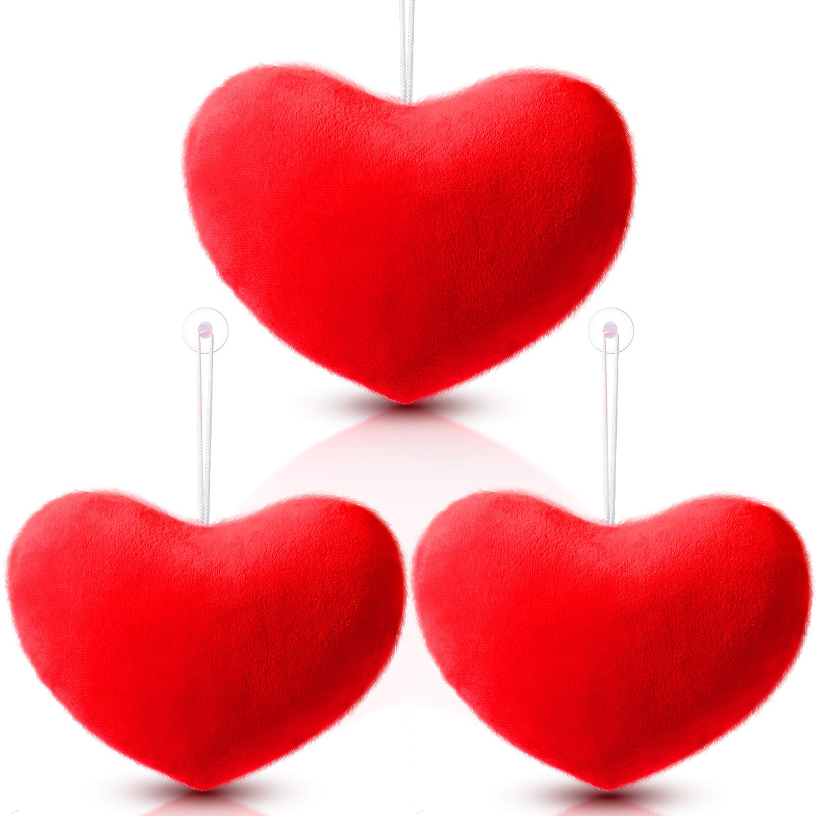 Jetec 3 Pcs Valentines Heart Pillows Red Heart Shaped Pillow Plush Mini Hanging Toys Cushion Stuffed Heart Pillow Plush Heart Decorative for Valentine's Day Bed Chair Sofa Cars Living Room Office