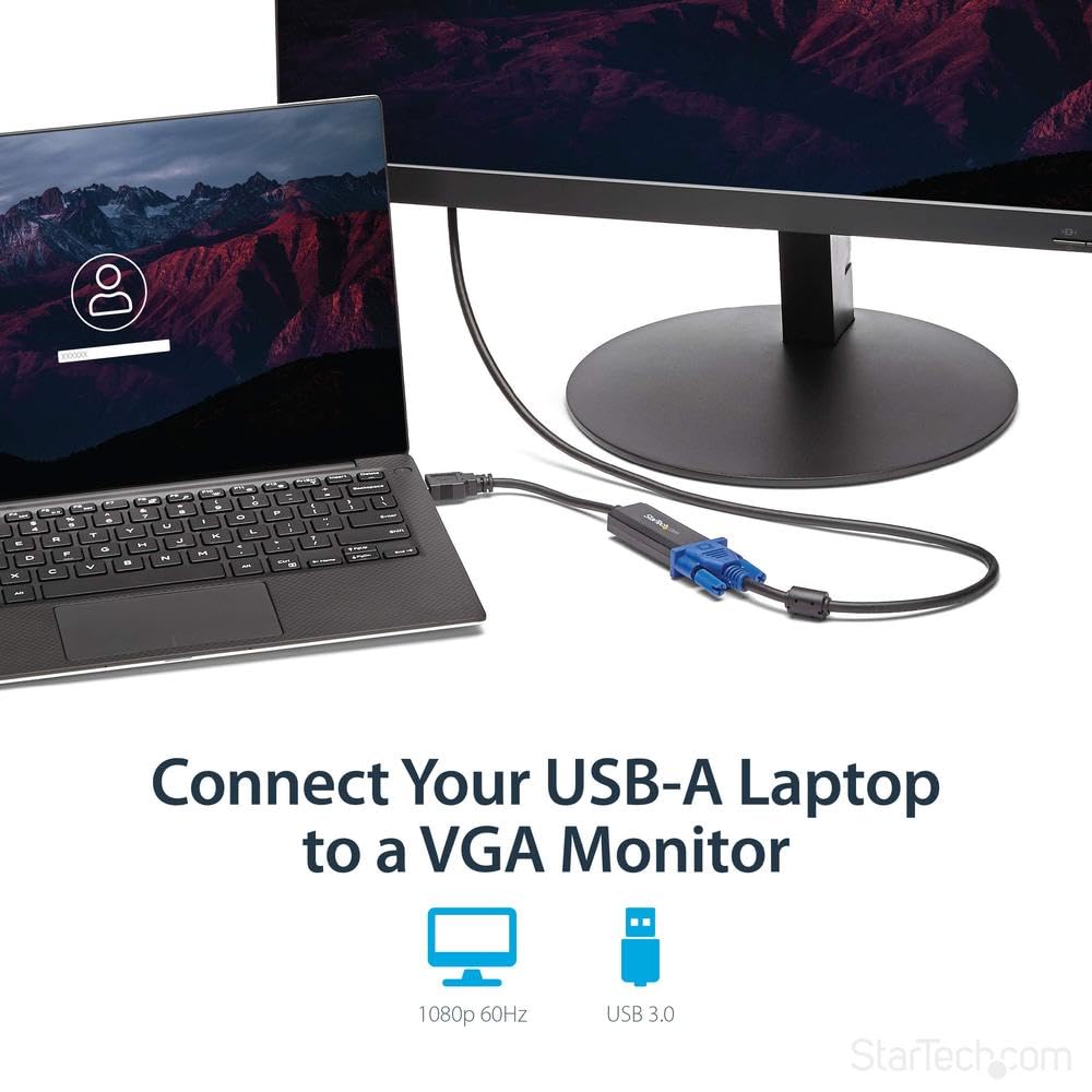 StarTech.com USB 3.0 to VGA Display Adapter 1920x1200, On-Board Driver Installation, Video Converter with External Graphics Card - Windows (USB32VGAV)