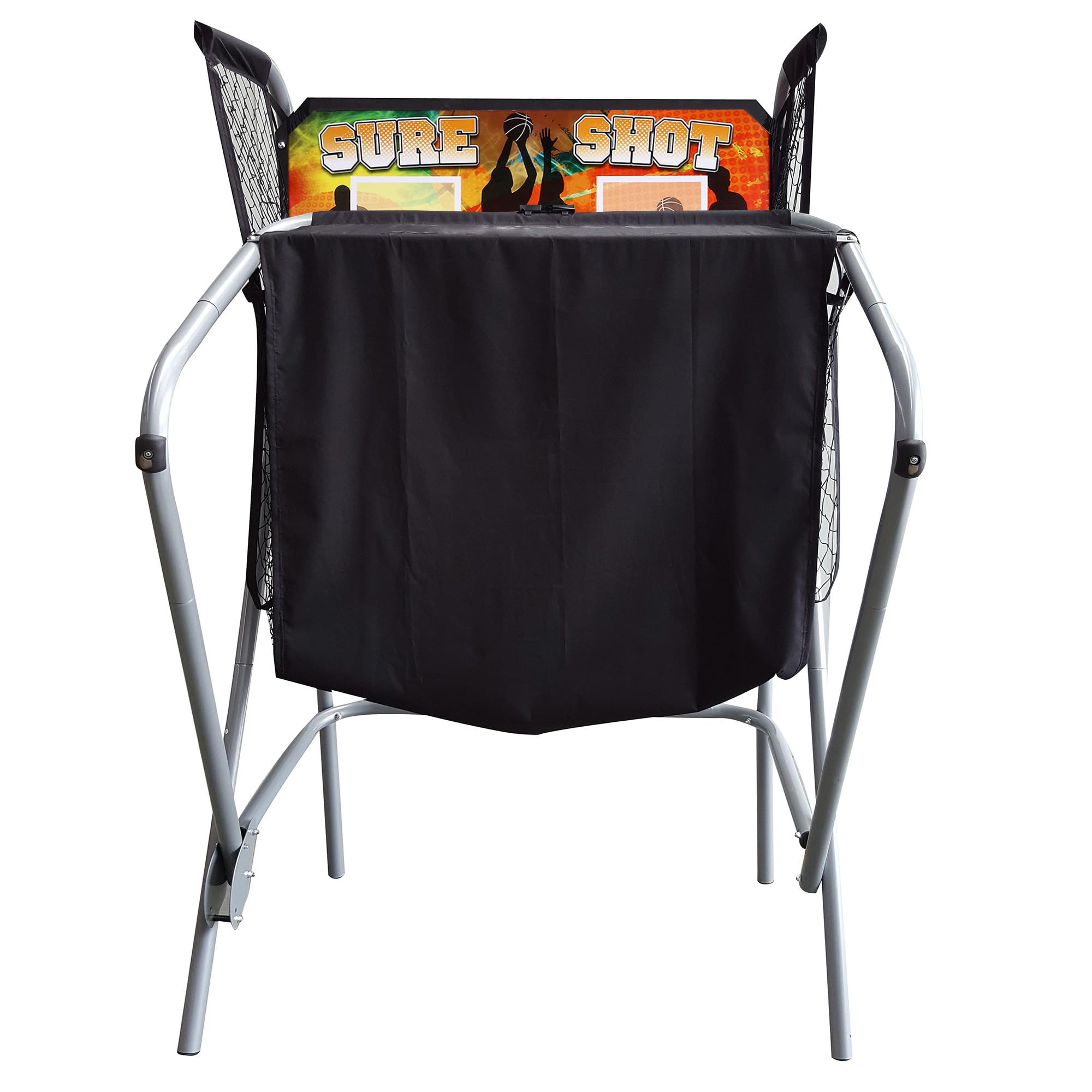 Hathaway Sure Shot 81-in Dual Basketball Arcade Game for Room - with LED Scoring, Foldable Indoor Basketball Game Design, Steel Frame, 8 Game Modes, 4 Balls, Pump & Dual Hoops - Orange/Black Finish