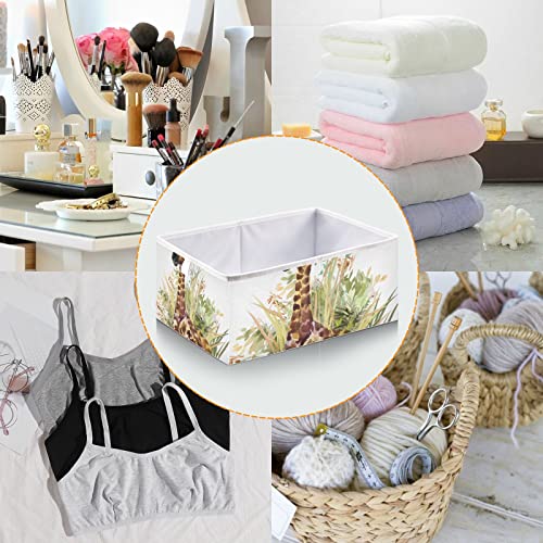 WELLDAY Storage Basket Cute Giraffe Foldable 15.8 x 10.6 x 7 in Cube Storage Bin Home Decor Organizer Storage Baskets Box for Toys, Books, Shelves, Closet, Laundry, Nursery