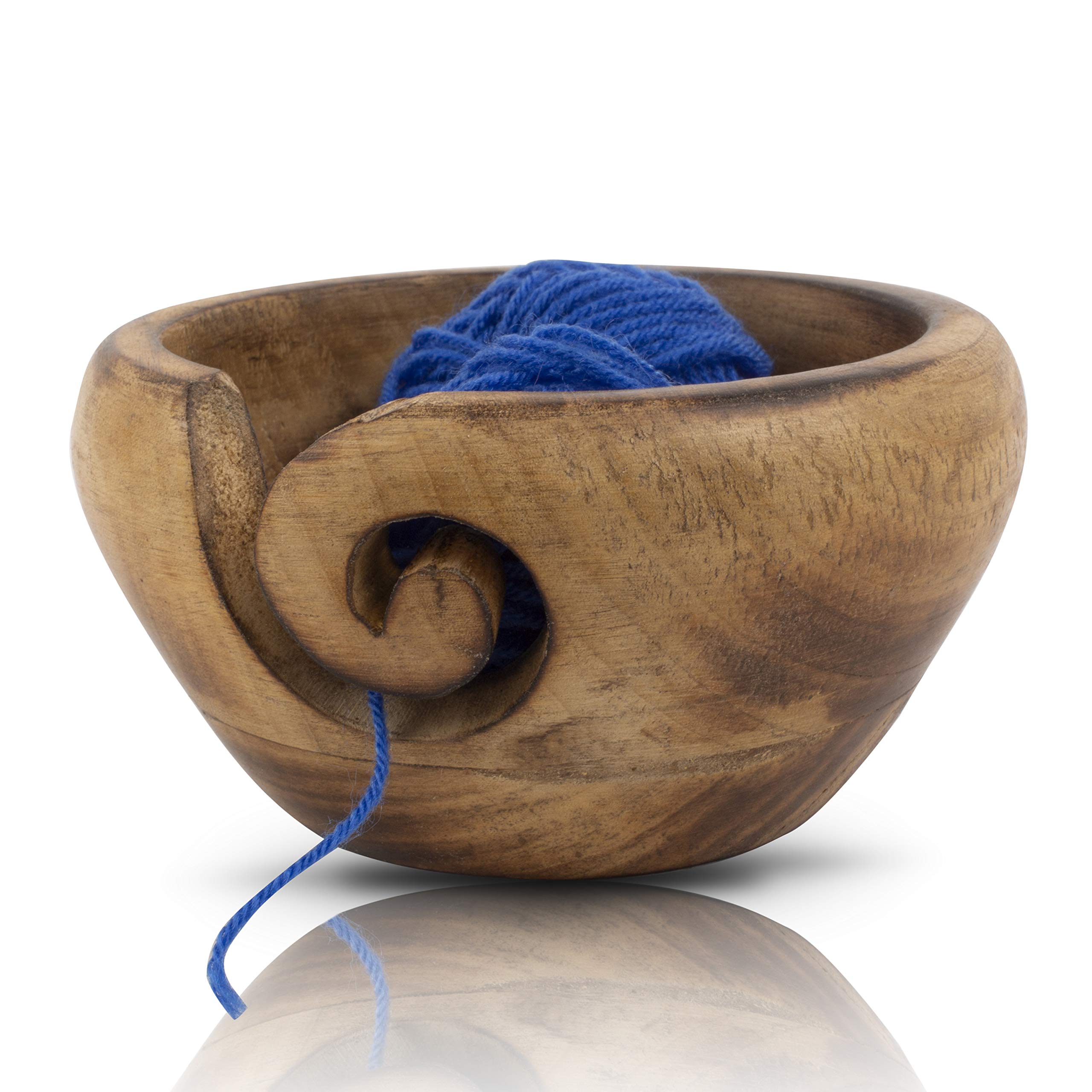 Handcrafted Wooden Yarn Knitting Crochet Bowl Holder For Skien Yarn Balls Decorative Storage Organizer Crocheting Needlework Knitting Accessories Kit Supplies Sturdy Non Slip Gifts For Mother Her