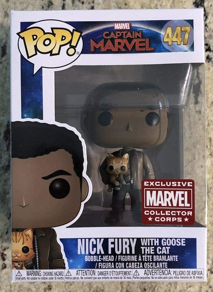 FUNKO POP! Captain Marvel NICK FURY with GOOSE THE CAT - EXCLUSIVE - COLLECTOR CORPS
