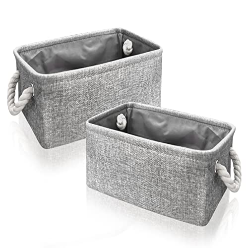 MUBAIMY Organizing Fabric Storage Basket Box for Shelves, Nursery, Decorative Baskets(Solid Grey-2 Pack, Small-12.2 * 8.3 * 5.1inches)
