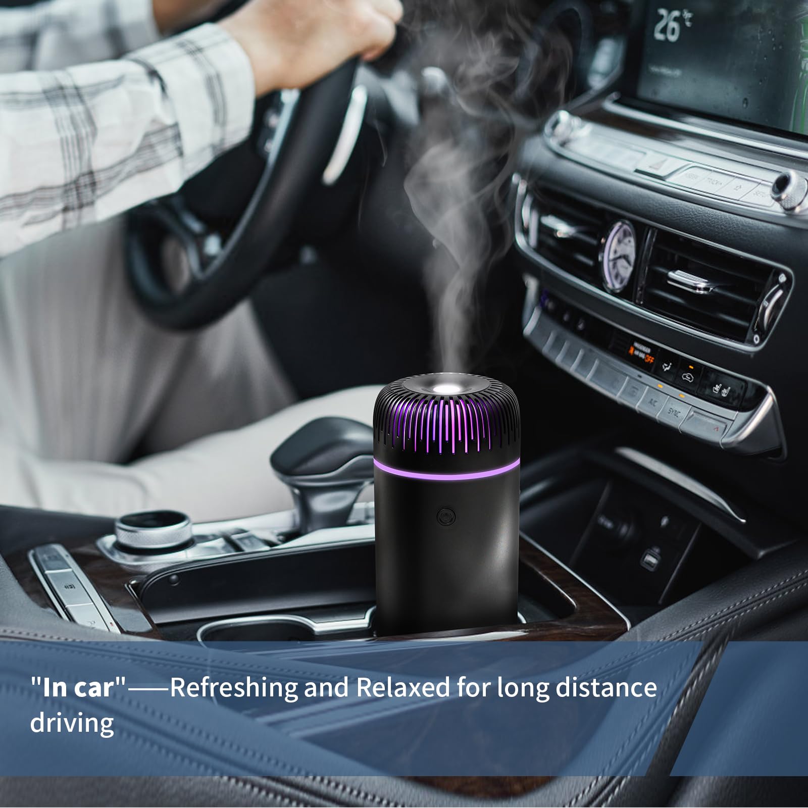 Generic Car Diffuser Humidifier Aromatherapy Essential Oil Diffuser USB Mist Mini Portable Diffuser for Car Home Office Bedroom, 100ML, Black
