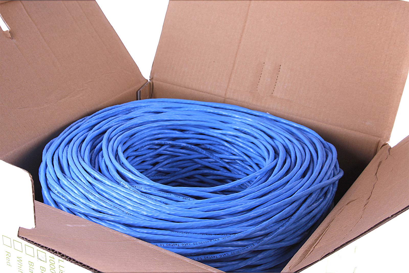 FiveStarCable Cat5e 1000 Ft. Ethernet 24AWG 4 Twisted Pair UTP Internet Network Router LAN IP Camera System Bulk Cable Wire Pull Box - Blue Color