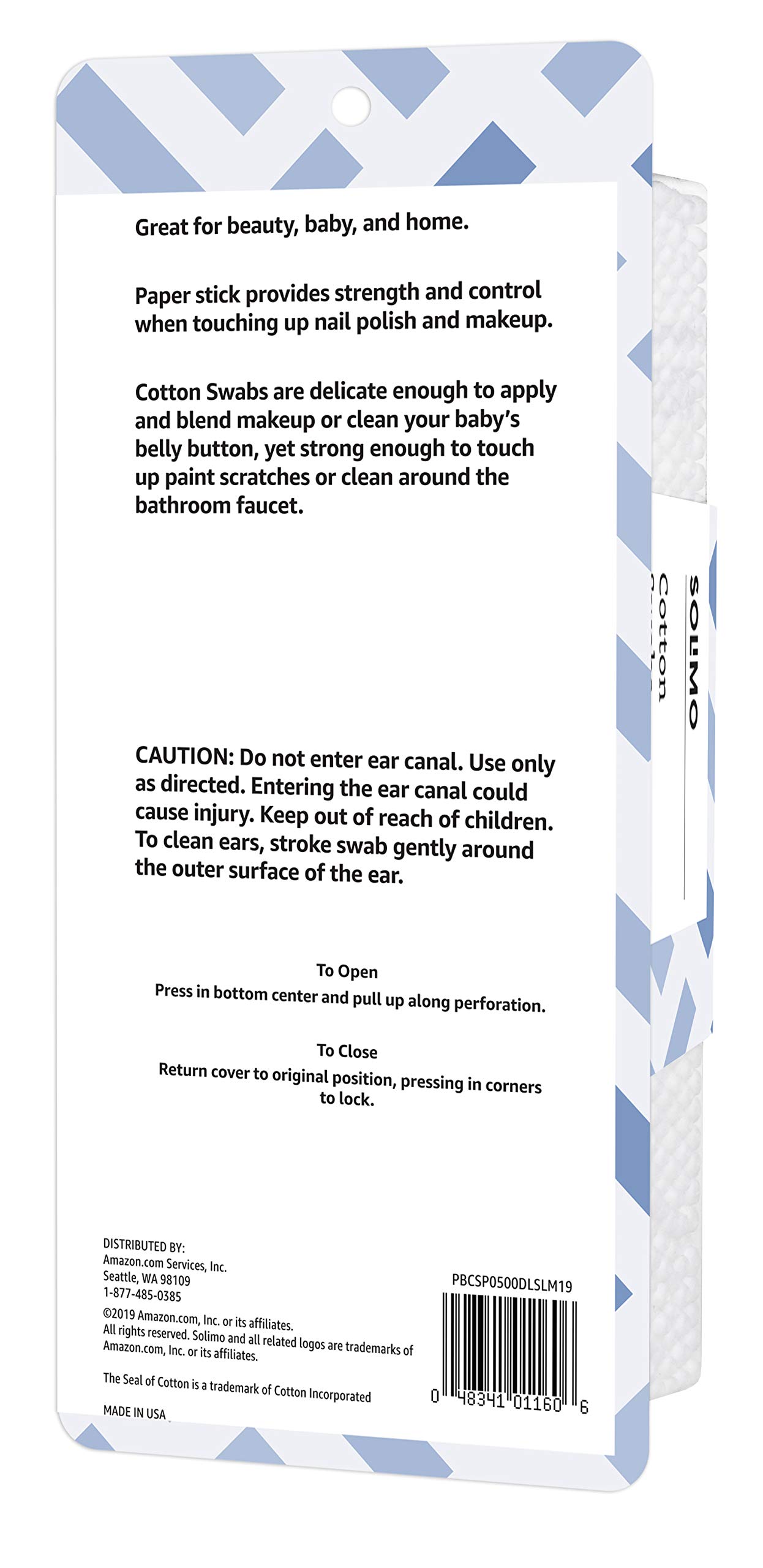 Amazon Brand - Solimo Cotton Swabs, 500 Count (Pack of 1)