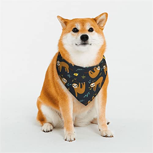 Cute Sloth Hanging Reversible Triangle Dog Bandanas, Bib Scarf Accessories for Pets Dogs Cats Holiday Decor