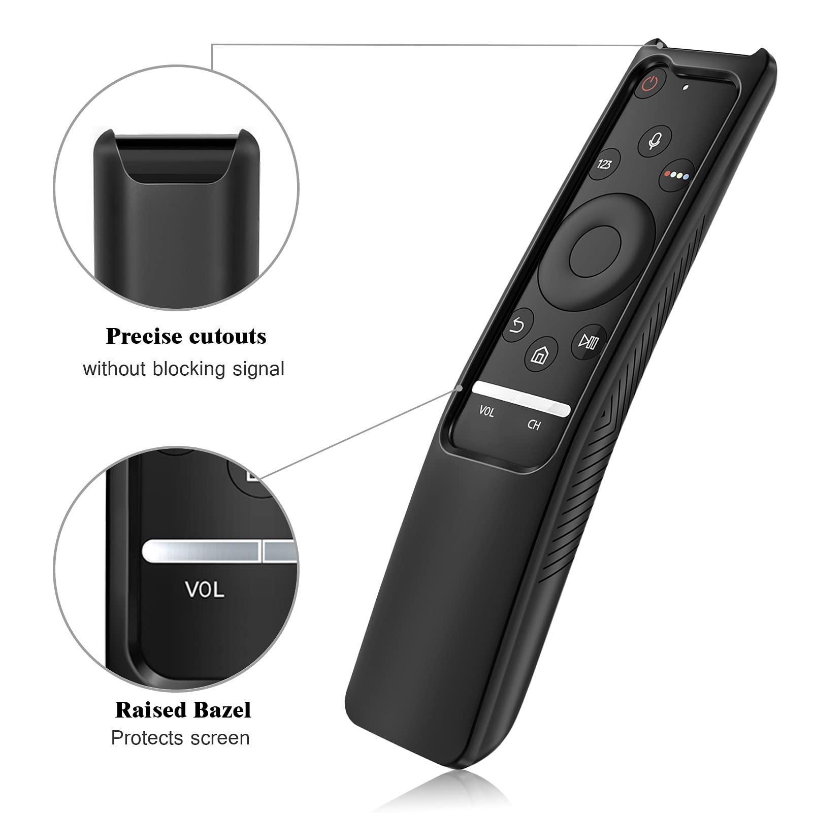 Fintie Protective Case Compatible Samsung Smart TV Remote Controller BN59 Series, CaseBot Light Weight Kids-Friendly Anti Slip Shock Proof Silicone Cover, Black