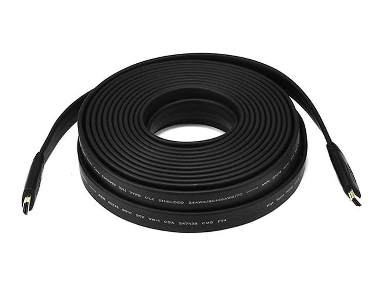 Monoprice Commercial Series Flat High Speed HDMI Cable, 4K @ 24Hz, 10.2Gbps, 24AWG, CL2, 3ft, Black