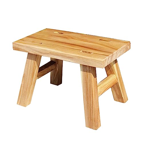CozyHaus 8Inch Solid Wooden Step Stool,Small Footstool for Kids & Adults Small Bench Plant Stand Fishing Stool, Perfect for High Beds, Kitchen, Bathroom, Closet, Fishing (Yellow)