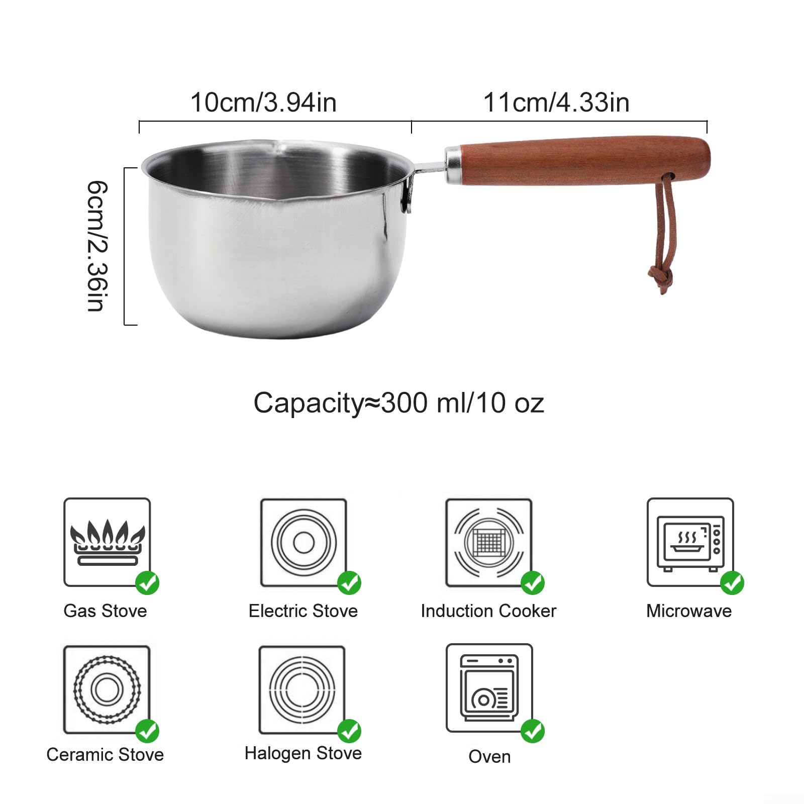 Coffee and Butter Warmer,Milk Pot,Stainless Steel Hot Oil Pan, Hot Sauce Small Pot Cooking, Butter Melting Pot With Handle, Sauce Serving Pots(300ml)