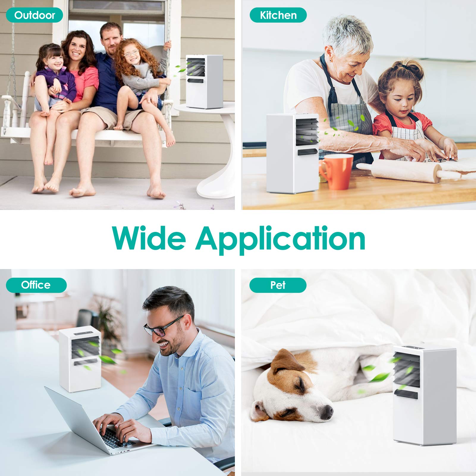 Portable Air Conditioner Fan, Personal Small Space Evaporative Air Cooler with 3 Speed Mode Fan Desktop AC, Ultra-Quiet Small Desk Table Fan with Humidification for Home Office Bedroom