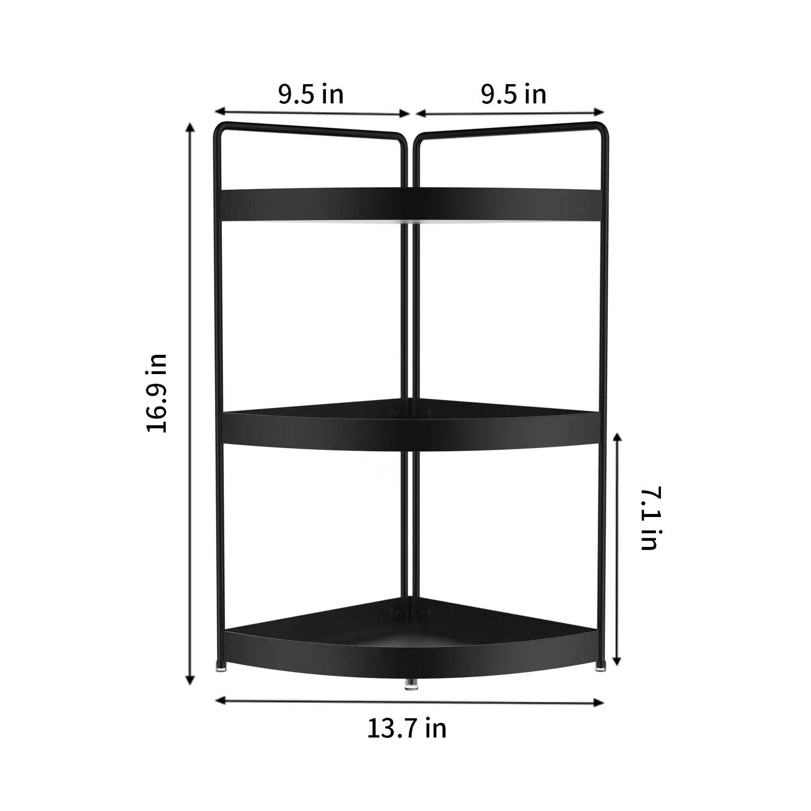 HANGXIN Bathroom Countertop Organizer, Vanity Tray Corner Shelf Storage Organizer for Makeup Cosmetic Perfume, Kitchen Spice Rack Metal Standing Shelf (3-Tire)