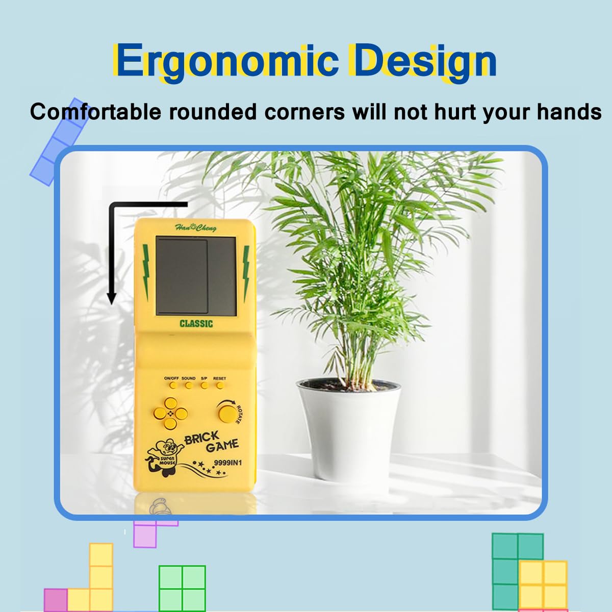 JIDAFANG-US 2 Pcs Brick Game Console Large Screen Handheld Games Electronic Games Build in 23 Classic Game for Kids Adults(Random Color)