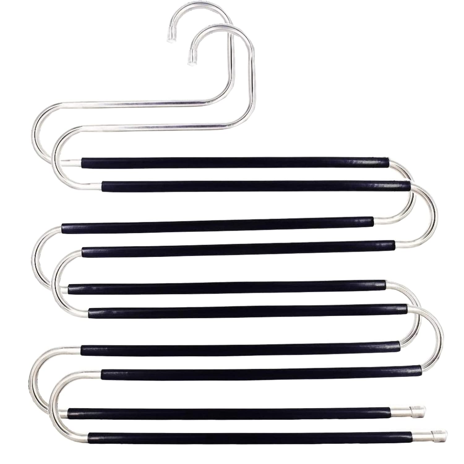Skroad Pants Hangers Space Saving,2 Pack S-Type Non-Slip Stainless Steel Clothes Pants Hangers Closet Organizers and Storage, Closet Organizer Hanger Organizer for Scarf Jeans Trousers Towels Leggings