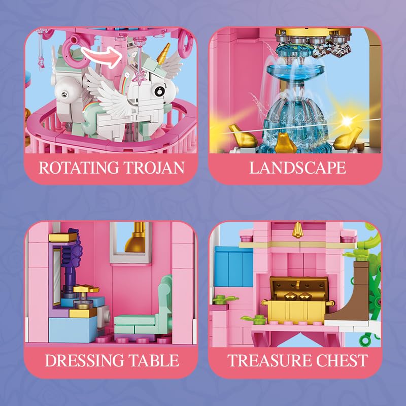 JIETENGFEI Girls Castle Princess Building Blocks House Crystal & Sleigh with Palace Bricks Construction Play Kit for Kids Christmas Birthday Gift Present 6.7.8.9.10.11.12 Years and Up