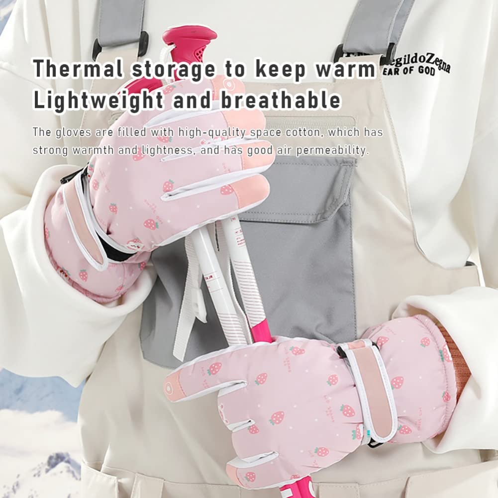 Balems Women's Ski Gloves Cute Waterproof Snowboarding Gloves Warm Touchscreen Mitten Gloves for Hiking Running Cycling Motorcycle