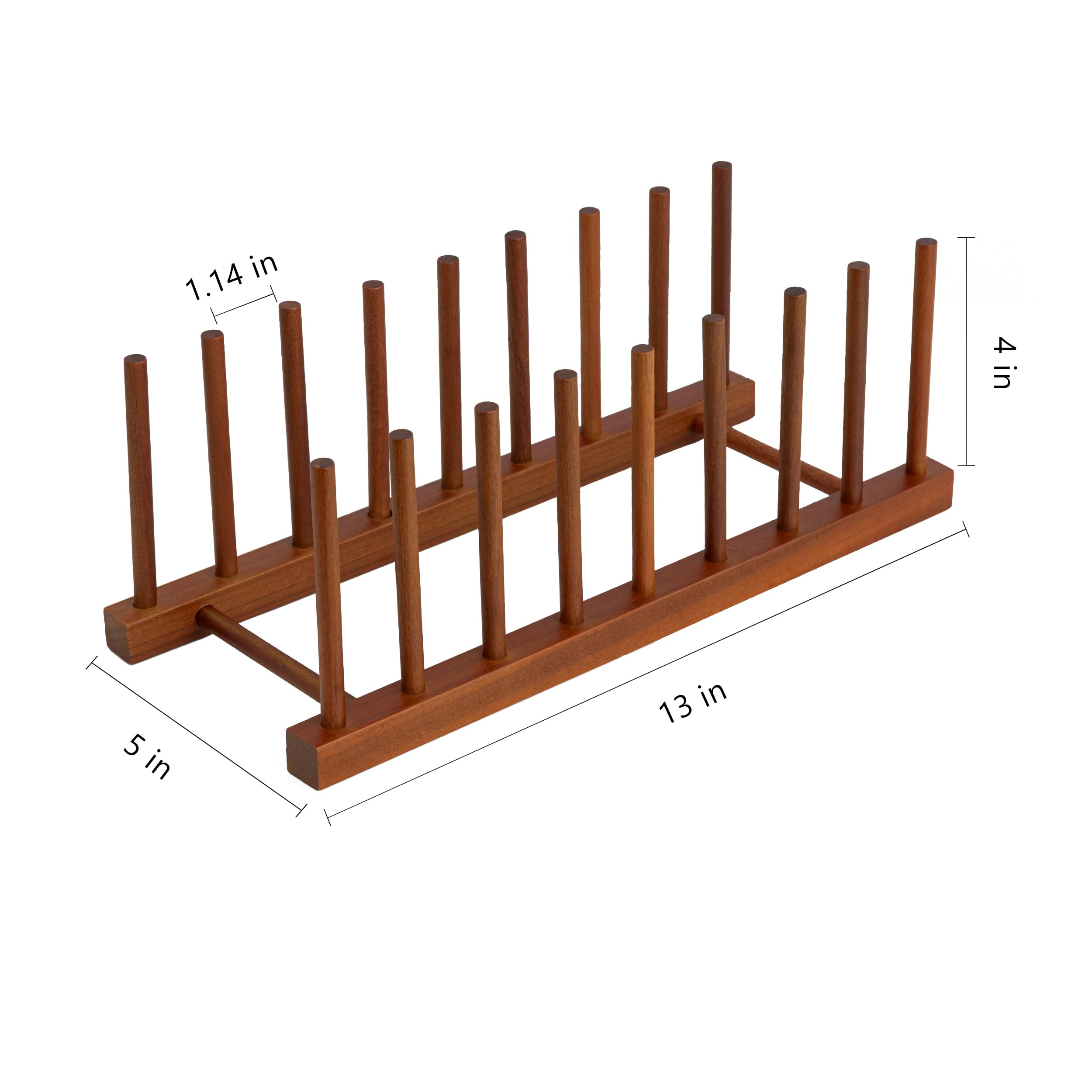 HBlife Teak Dish Plate Bowl Cup Book Pot Lid Cutting Board Drying Rack Stand Drainer Storage Holder Organizer Kitchen Cabinet(Keep Dry)