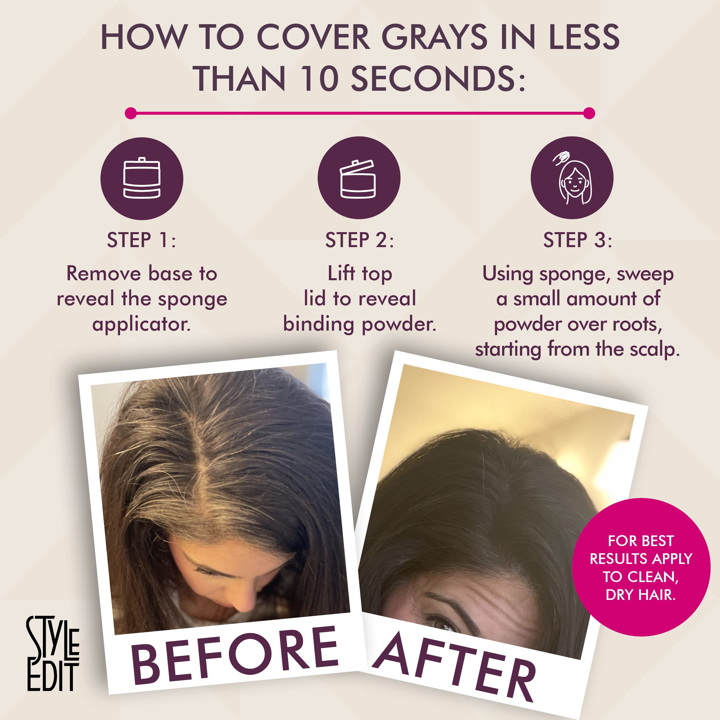 Style Edit Root Touch Up Powder for Light Brown Hair | Cover Up Hair Color for Grays and Roots Coverage | Mineral Infused Binding Hairline Powder