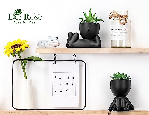 Der Rose Set of 2 Fake Plants Artificial Succulent Plants for Office Desk Accessories Bathroom Home Room Aesthetic Decor Indoor