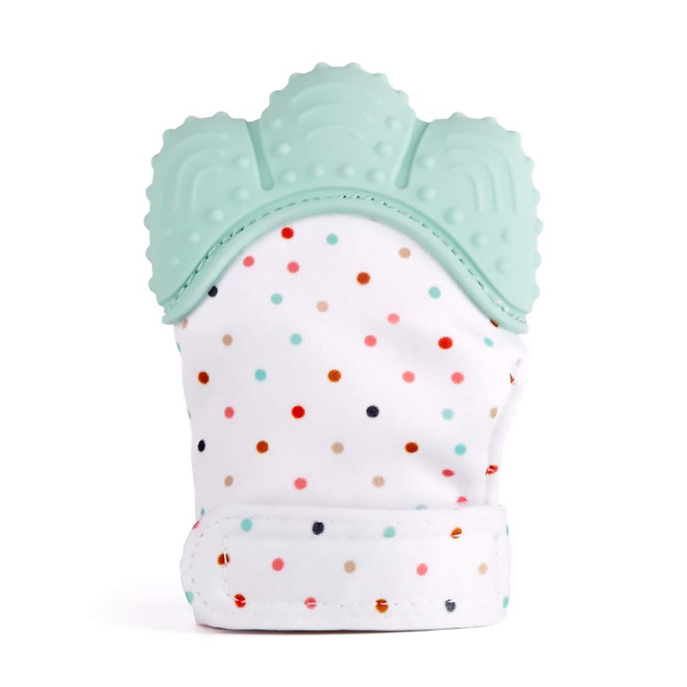 Baby Teething Mitten for Babies - Self-Soothing Pain Relief Teething Toys Glove for Teething Babies, Toddlers, Infants, Unisex - Natural Organic BPA Free,3+ Months (Mint Green)