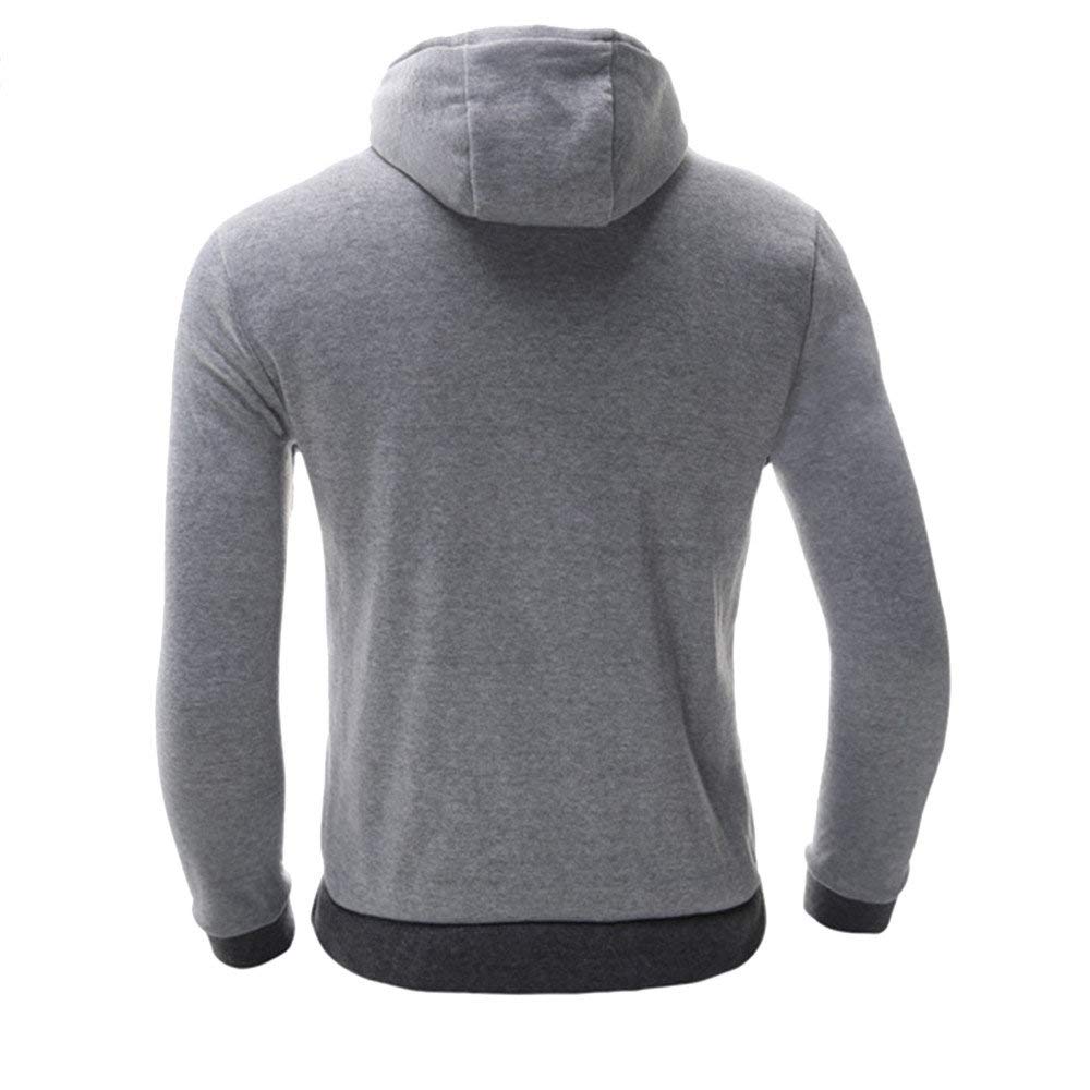 jin&Co Men's Pullover Sweatshirts Autumn Winter Zipper Button Slim Fit Casual Hooded Pullover Tops Blouse Coat Gray