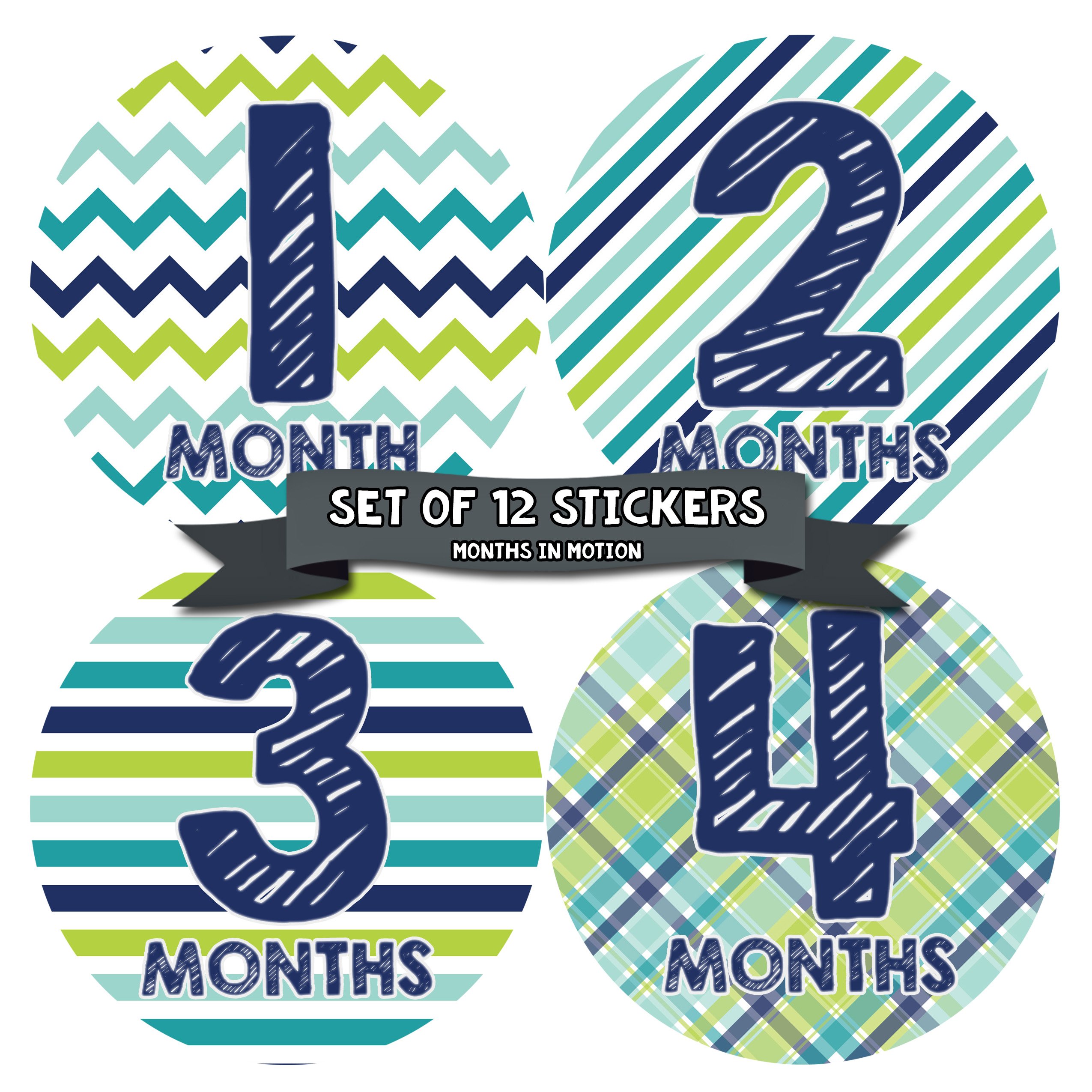 Monthly Stickers for Boy 12 Milestone Sticker Baby Month Infant First Year Belly Gift