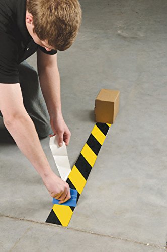 Brady ToughStripe Floor Marking Tape - Yellow and Black, Non-Abrasive Tape - 2" Width, 100' Length - 104317,Black on Yellow