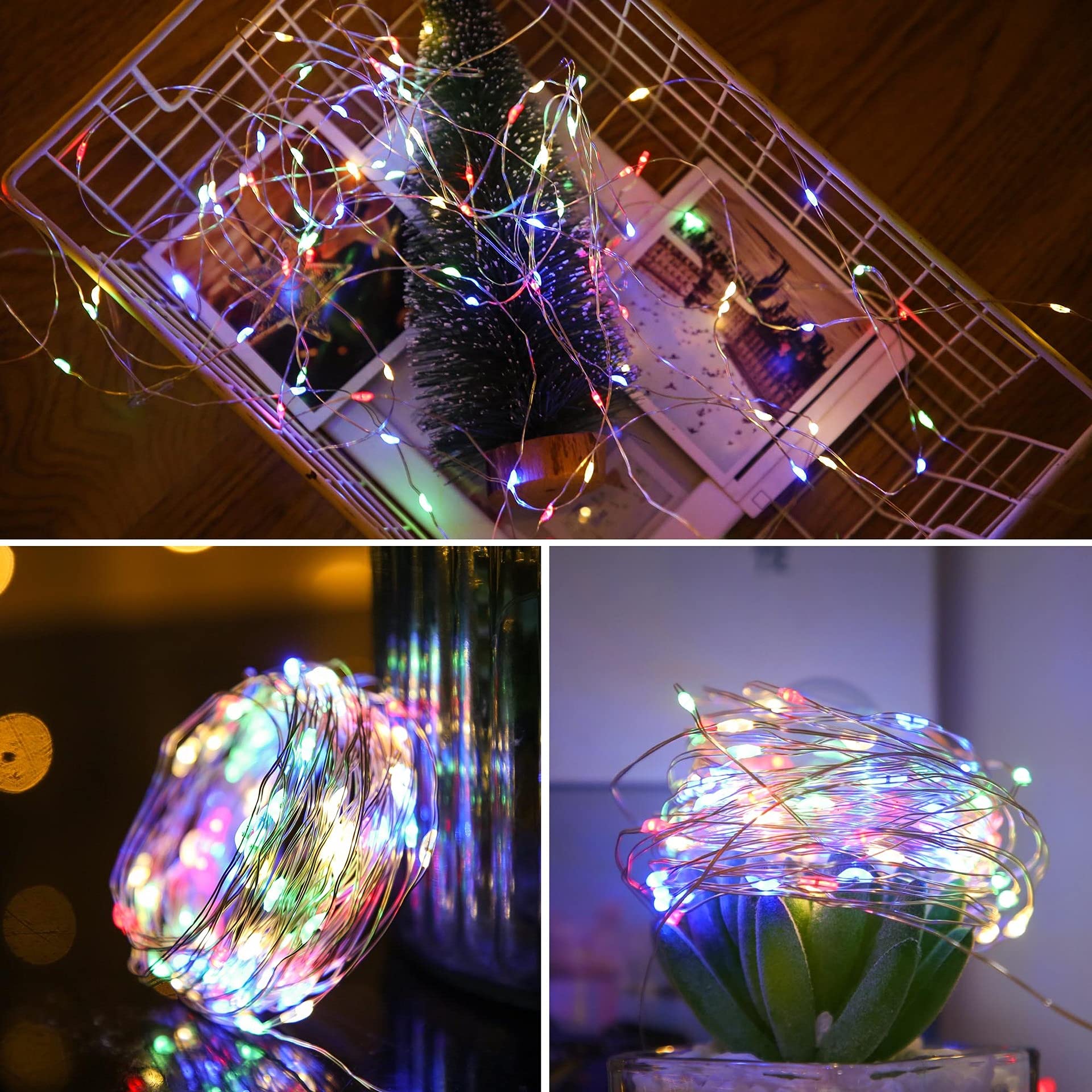 Solar Light String, Solar Copper Wire Light String 33 Feet 100 Led Small Lights, 8 Switching Modes, Starry Sky Outdoor Waterproof, Suitable for Home, Garden, Terrace, Wedding and Party