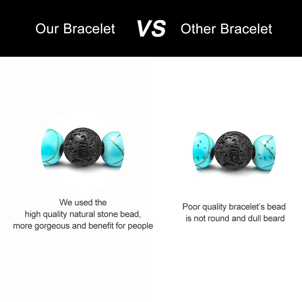 M MOOHAM Lava Rock Bracelet - Lava Rock Bead Blue Turquoise Bracelet, Men Beaded Bracelets Gifts for Men