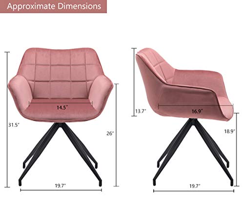 Duhome Velvet Accent Chair,Mid-Back Dining Arm Chairs Modern Upholstered Contemporary Chair Pink 1pcs