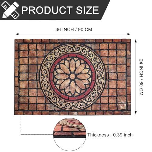 CHICHIC Rectangle Entrance Door Mat Large 24 x 36 Inch High Traffic Area Entry Way Doormat Front Door Rugs Outdoors Heavy Duty Welcome Mat, Non Slip Rubber Back Low Profile for Garage
