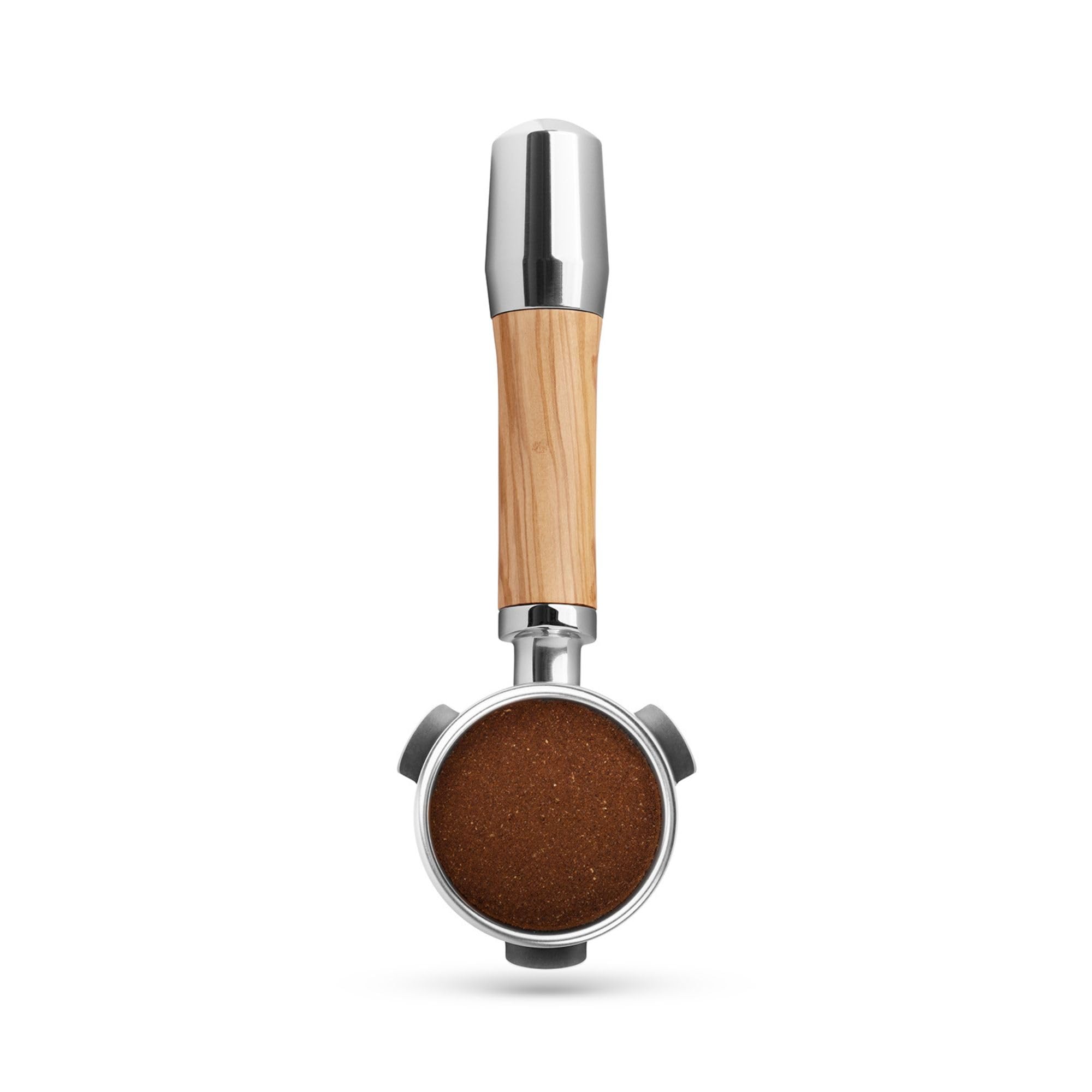 Brown Hill 54mm Bottomless Portafilter, Compatible with Breville Barista Express Portafilter with Stainless Steel Portafilter & Olive Wood Handle, Includes Precision Filter Basket- Brown