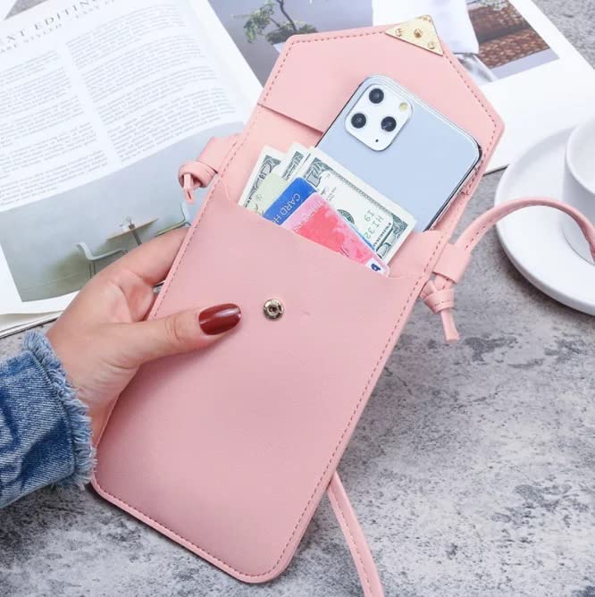 Pretty DS luxury Bag Cell Phone Purse Wallet with Credit Card,ID, Slots for all ladies., pink