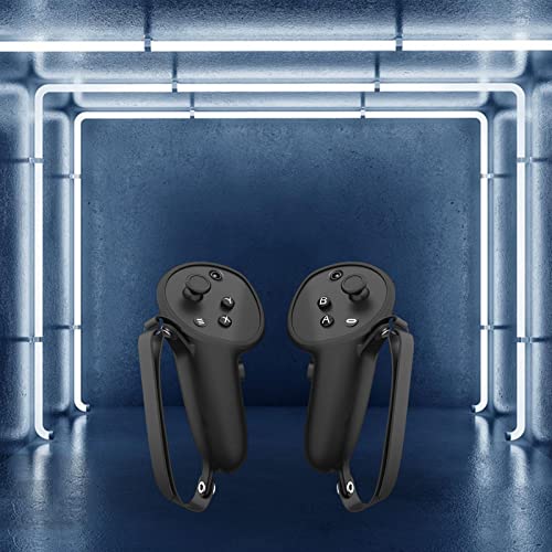 balikha 2Pcs Controller Protective Cover Anti Shock Soft Silicone with Adjustable Hand Strap Anti Slip Handle Protector Case for, Black