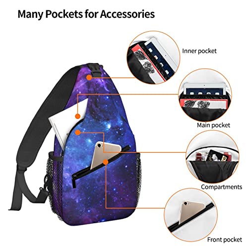 Dujiea Crossbody Backpack For Men Women Sling Bag, Star Galaxy Chest Bag Shoulder Bag Lightweight One Strap Backpack Multipurpose Travel Hiking Daypack