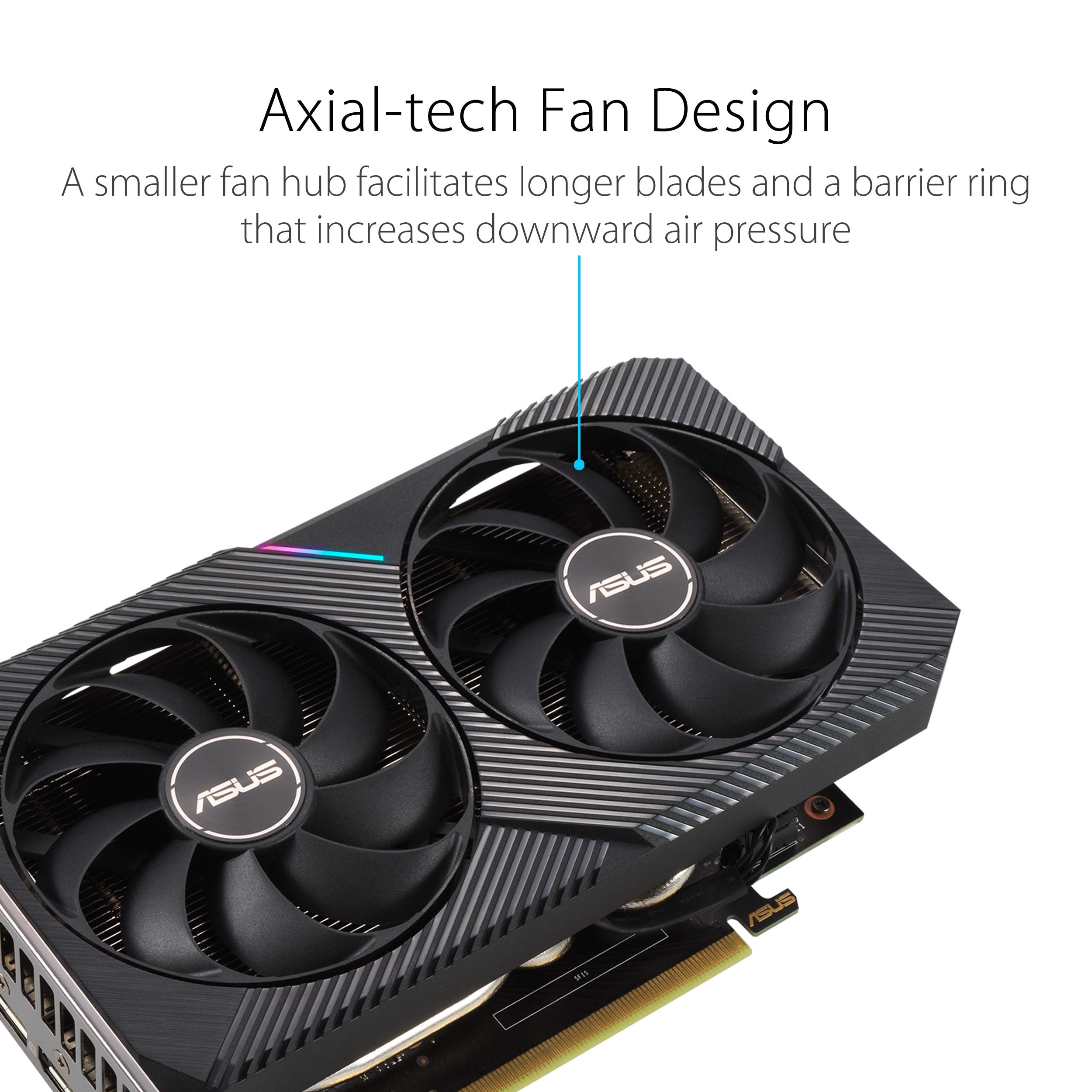 ASUS Dual NVIDIA GeForce RTX 3060 OC Edition Gaming Graphics Card (PCIe 4.0, 12GB GDDR6 Memory, HDMI 2.1, DisplayPort 1.4a, 2-Slot Design, Axial-tech Fan Design, 0dB Technology, and More (Renewed)