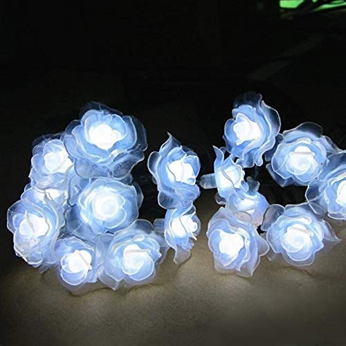 Solar String Lights 20/30/50/100LED Solar Rose String Lights Starry FairyWaterproof for Christmas Outdoor Indoor Gardens Homes Wedding Holiday Party (Emitting Color : White)