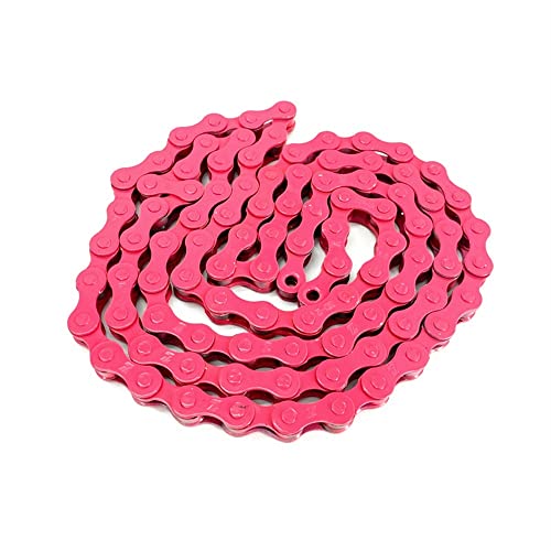 Bicycle Chain Single Speed Fixed Gear 98L with Chain Link Tricycle Bicycle Chain Bike Parts (Color : Pink 1pcs)