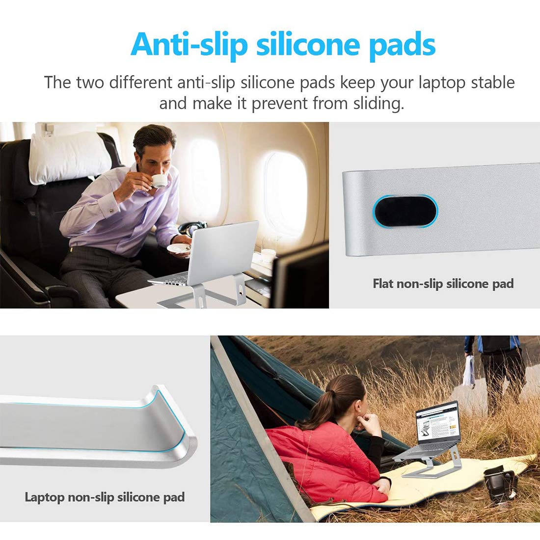 Banshou Aluminum Laptop Stand for Desk Compatible with Mac MacBook Pro Air Apple Notebook, Detachable Portable Holder Ergonomic Elevator Metal Riser for 10-17 inch (Silver-2)