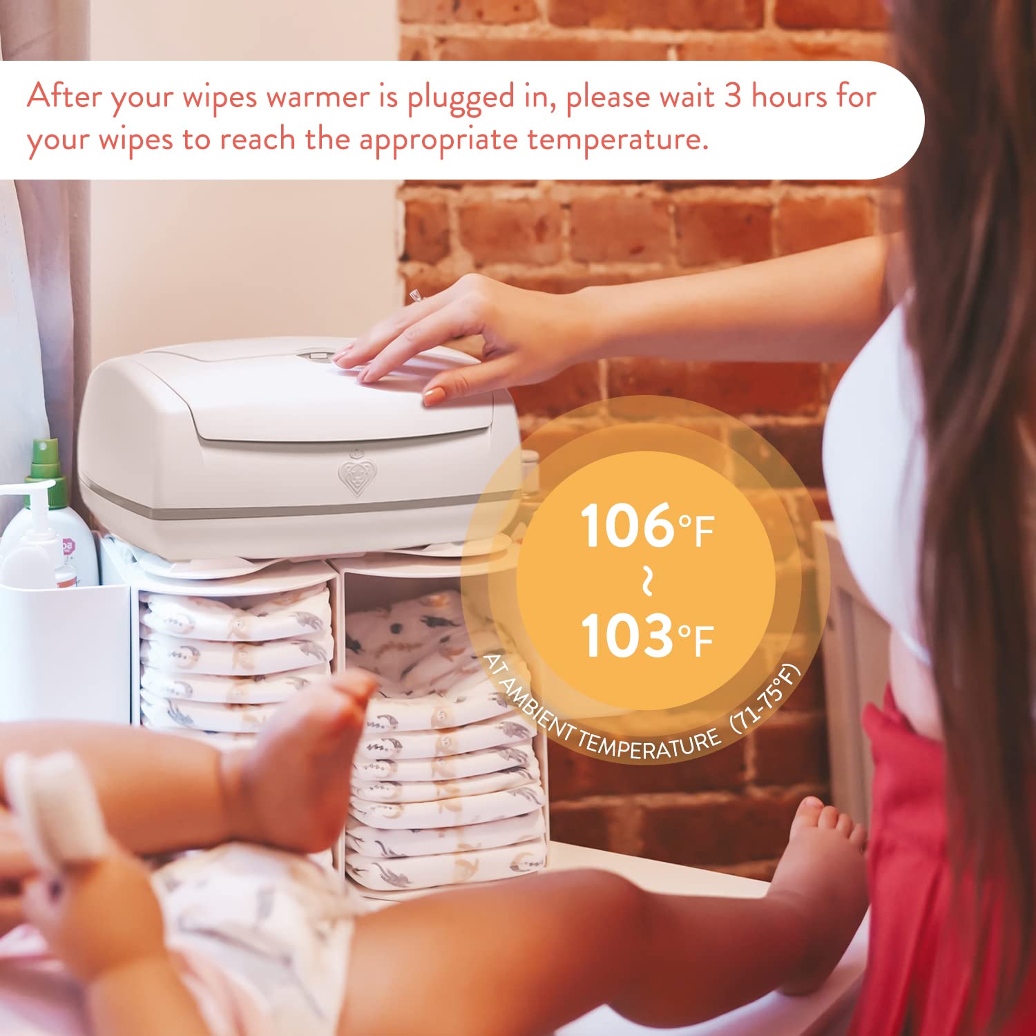 Prince Lionheart Premium Wipes Warmer, Nursery Essential, Includes the everFRESH Pillow System That Prevents Dry Out, Integrated Night Light for Night Time Changes
