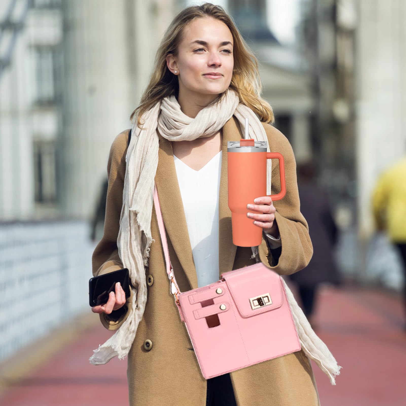 BABORUI Crossbody Cup Holder Bag Compatible with Stanley/Owala/Hydro Flask/YETI/Coffee Cups and Other Most Water Bottles