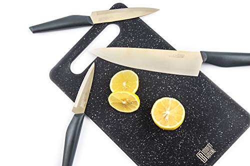 CAMBRIDGE Robert Irvine 6 Piece Cutlery Set with Grey Soft Touch Handle and Gold Blades, 0, GREY & GOLD