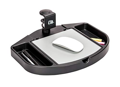 Desk Tray Add-on - CTA Desk Add-on Bundle with Keyboard Tray, Desk Organizer, Heavy-Duty Metal Keyboard, Mouse Tray, Organizer Tray Compartments, and Cable Routing Column (PC-DAB) - Black