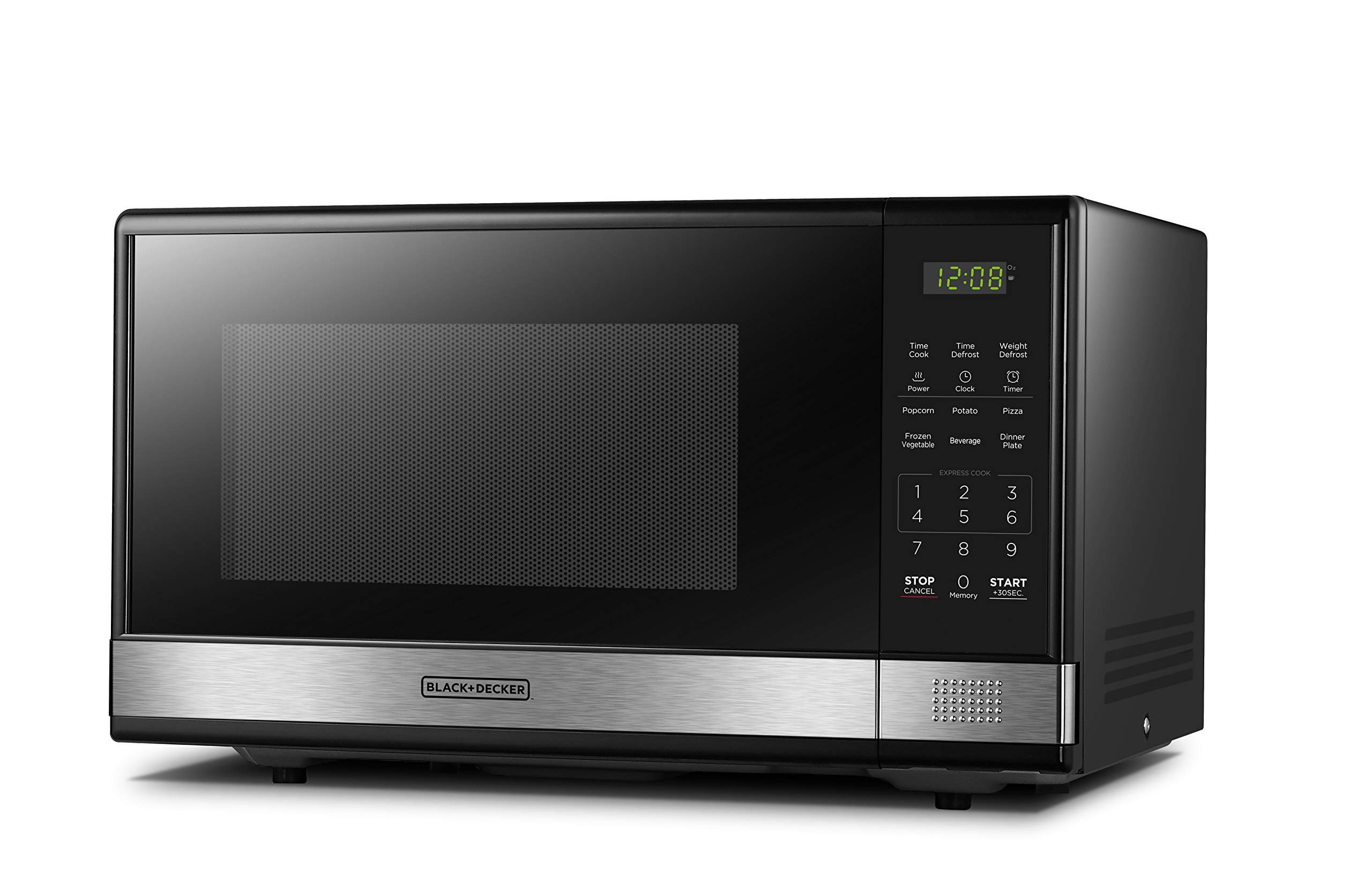 BLACK+DECKER EM031MB11 Digital Microwave Oven with Turntable Push-Button Door,Child Safety Lock,1000W,1.1cu.ft,Stainless Steel, 1.1 Cu.Ft (Renewed)