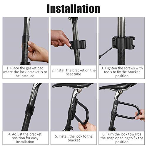 Bicycle Lock Bicycle U Lock Anti-Theft Road Mountain Bike Motorcycle Lock Bicycle Accessories Steel Cable Security Locks-Black Set Bike Lock (Color : Cable Lock) (Color : Update Black U Lock)