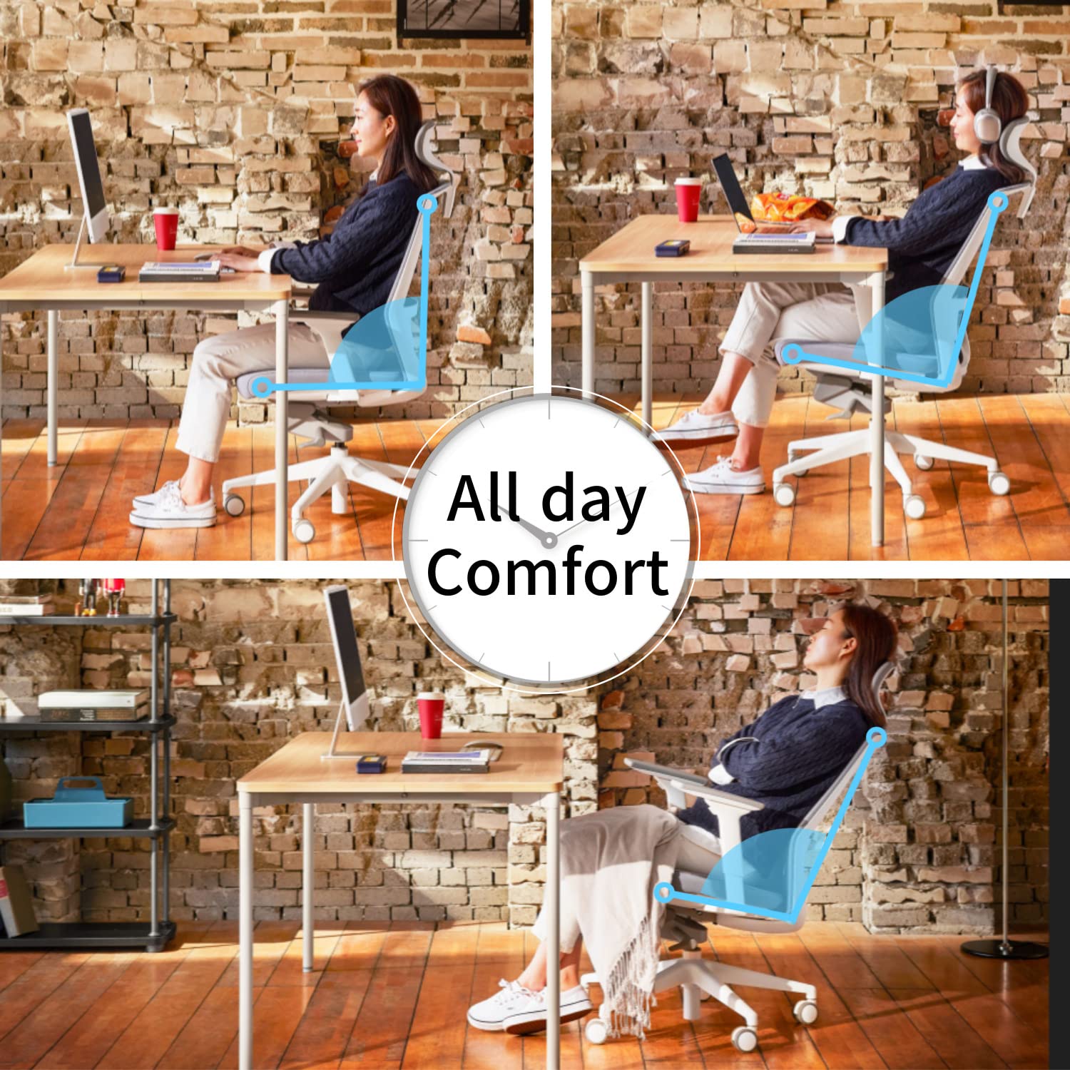BESTUHL J17 Home Office Desk Chair - Ergonomic, High Back, 3 Lockable Recline Positions, 3-Way Armrest, Adjustable Seat Depth & Lumbar Support, Breathable Mesh Back (Black)